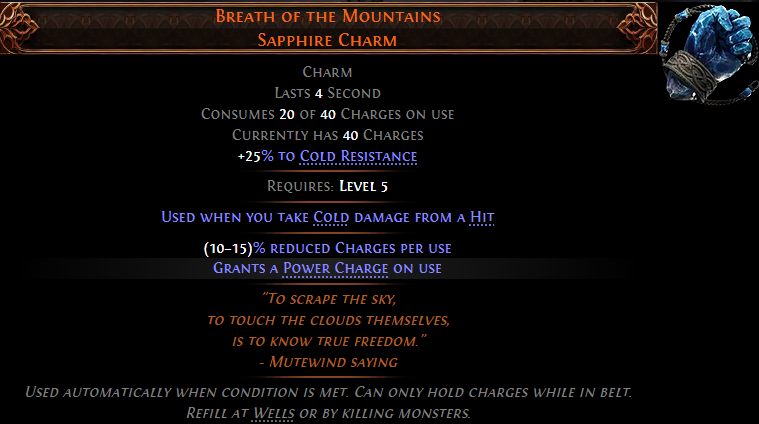 PoE 2 Breath of the Mountains Sapphire Charm: Full Guide for Veterans ...
