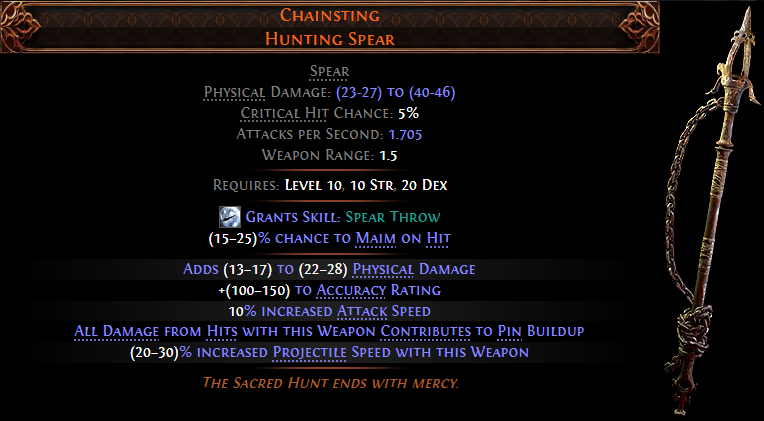 PoE 2 Chainsting Hunting Spear: Stats, Drops, Builds, and More